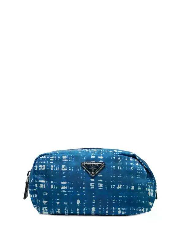 Prada 2000-2013 Tessuto Stampato Cosmetic Pouch - Blue