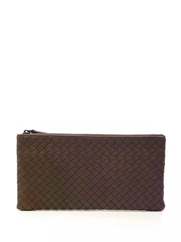 Bottega Veneta Nappa Intrecciato Zip Pouch - Brown