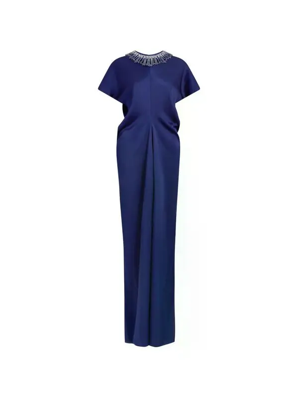 Jenny Packham Novak Embellished-collar Maxi Dress - Blue