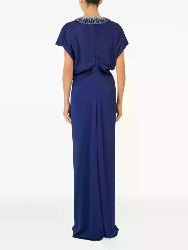 Jenny Packham Novak Embellished-collar Maxi Dress - Blue