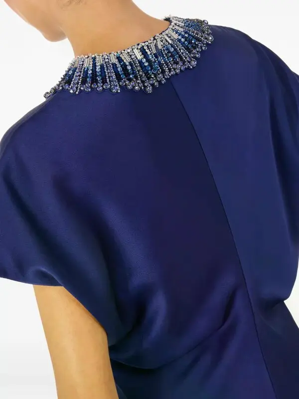 Jenny Packham Novak Embellished-collar Maxi Dress - Blue