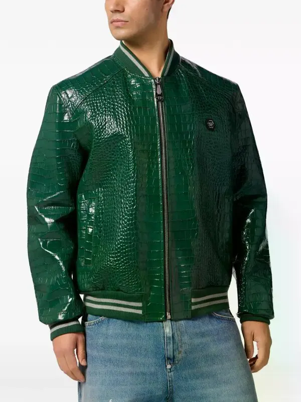 Philipp Plein Leather Bomber Jacket