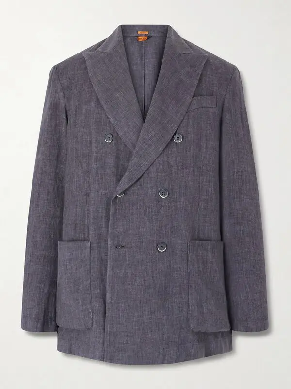 Barena Venezia Unstructured Double-breasted Linen-blend Suit Jacket