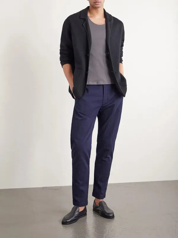 Barena Venezia Slim-leg Crinkled Cotton-blend Trousers
