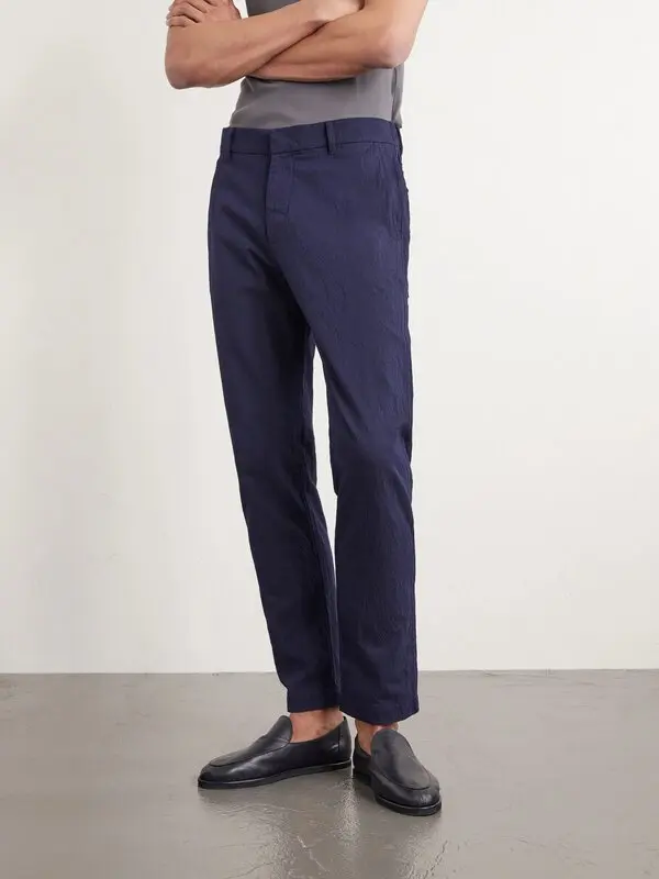 Barena Venezia Slim-leg Crinkled Cotton-blend Trousers