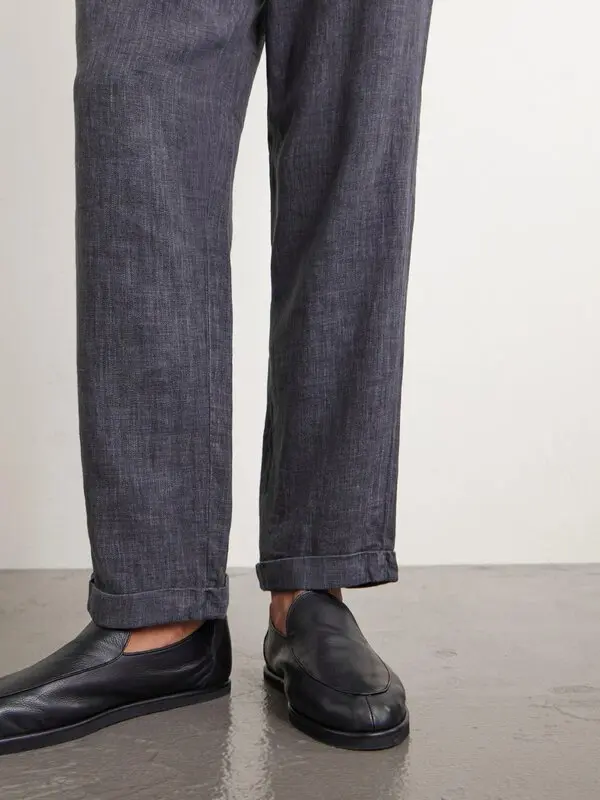Barena Venezia Cropped, Tapered, Pleated Linen-blend Suit Trousers