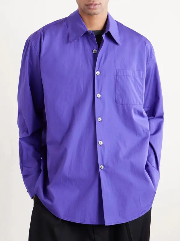Our Legacy Above Logo-embroidered Cotton-poplin Shirt