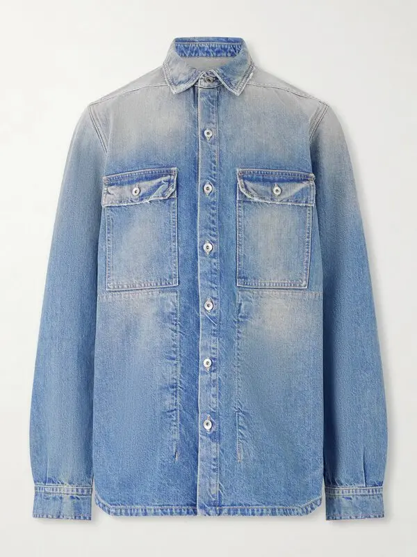 Rick Owens Distressed Denim Overshirt - Blue