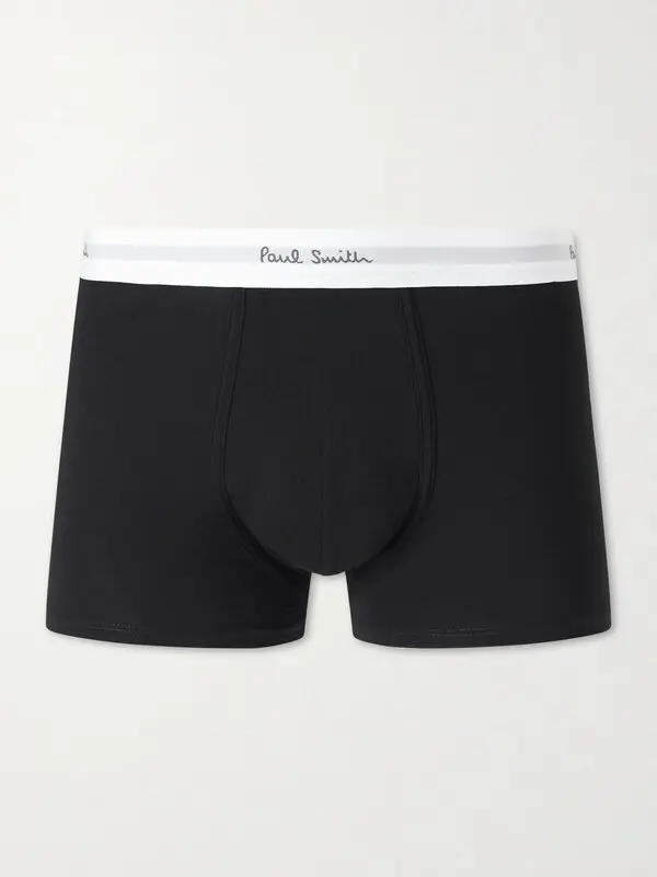 Paul Smith Seven-pack Stretch Organic Cotton-jersey Boxer Briefs - Black