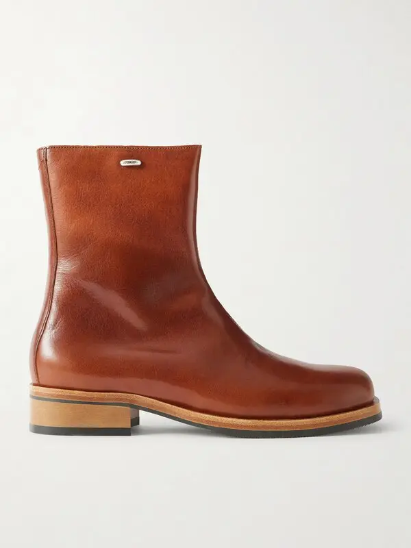 Our Legacy Camion Glossed-leather Boots - Brown