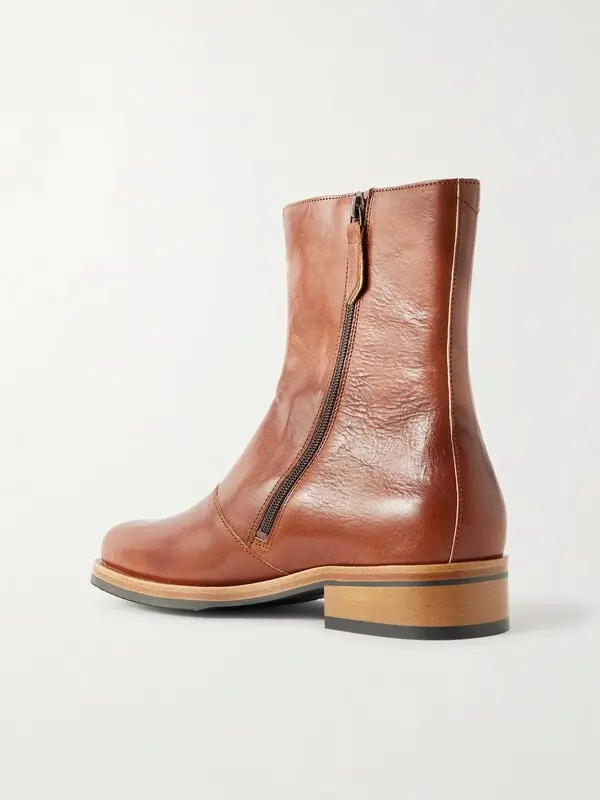 Our Legacy Camion Glossed-leather Boots - Brown