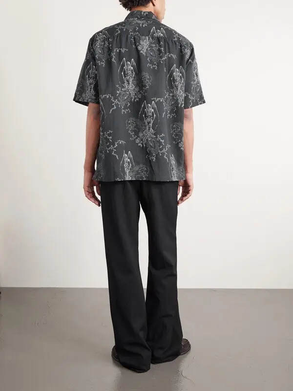 Our Legacy Every Printed Cotton And Linen-blend Shirt - Black