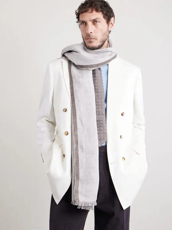 Brunello Cucinelli Fringed Linen Scarf - Brown