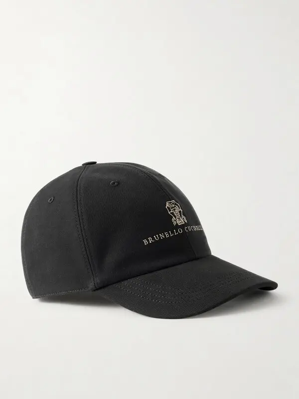 Brunello Cucinelli Logo-embroidered Cotton-twill Baseball Cap - Black