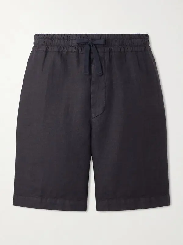 Altea Samuel Straight-leg Linen Drawstring Shorts - Blue