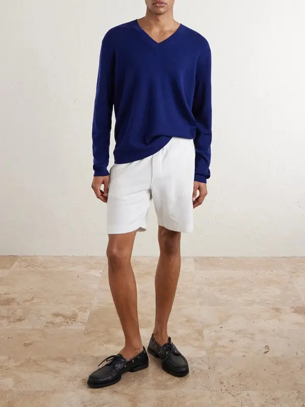 Orlebar Brown Trevone Straight-leg Cotton-terry Shorts - Neutrals