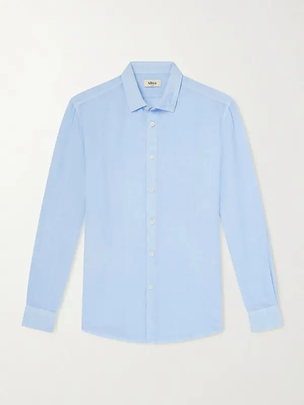 Altea Garment-dyed Linen Shirt - Blue