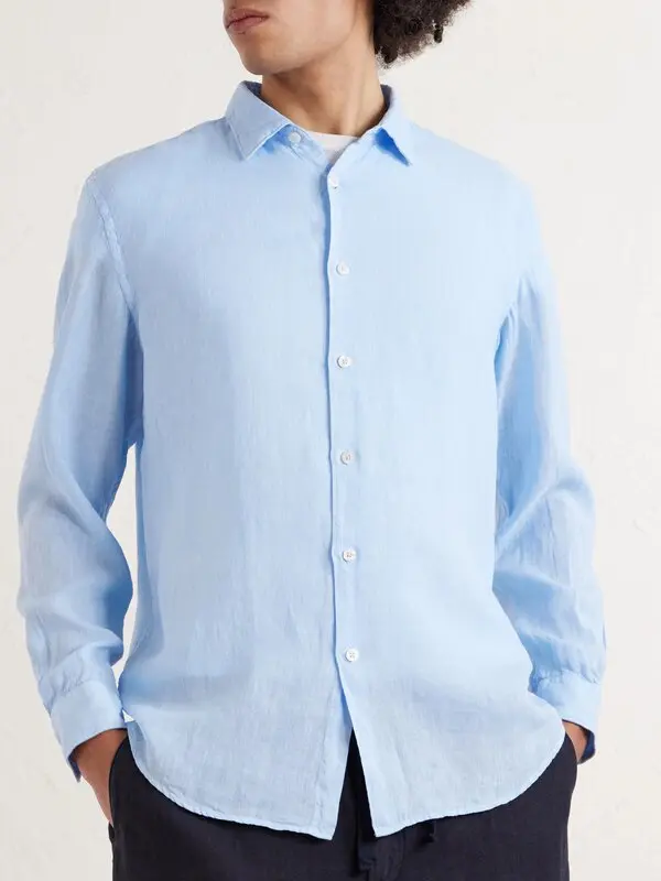 Altea Garment-dyed Linen Shirt - Blue