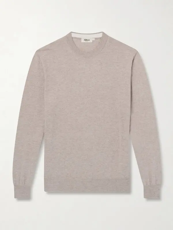 Altea Cotton And Cashmere-blend Crewneck Sweater - Neutrals