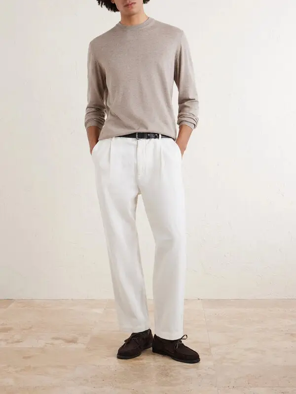 Altea Cotton And Cashmere-blend Crewneck Sweater - Neutrals
