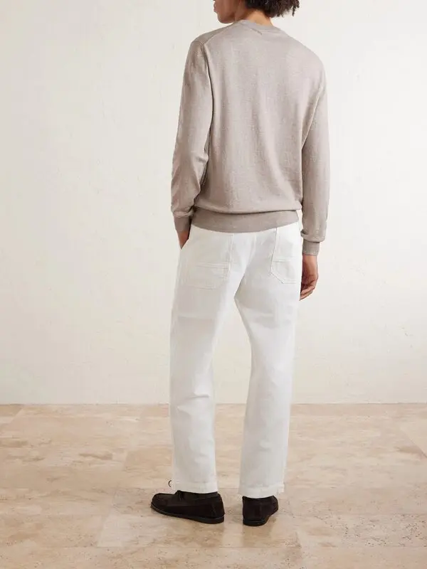 Altea Cotton And Cashmere-blend Crewneck Sweater - Neutrals