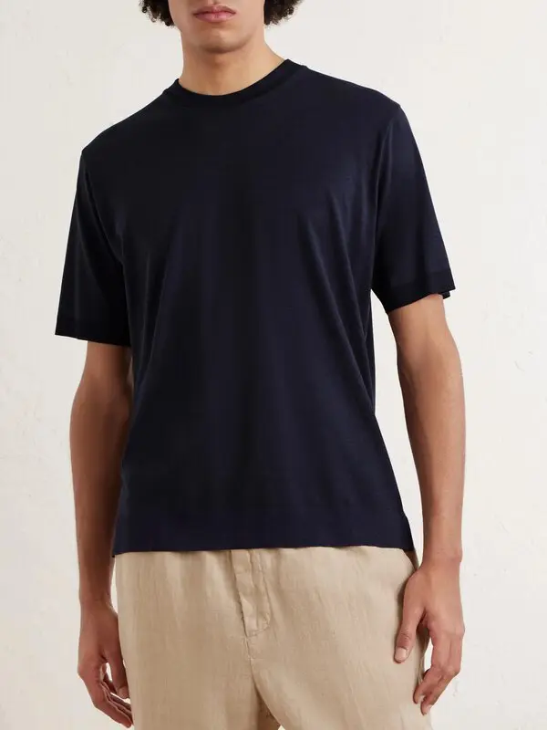 Altea Cecil Lyocell And Cotton-blend Jersey T-shirt - Blue