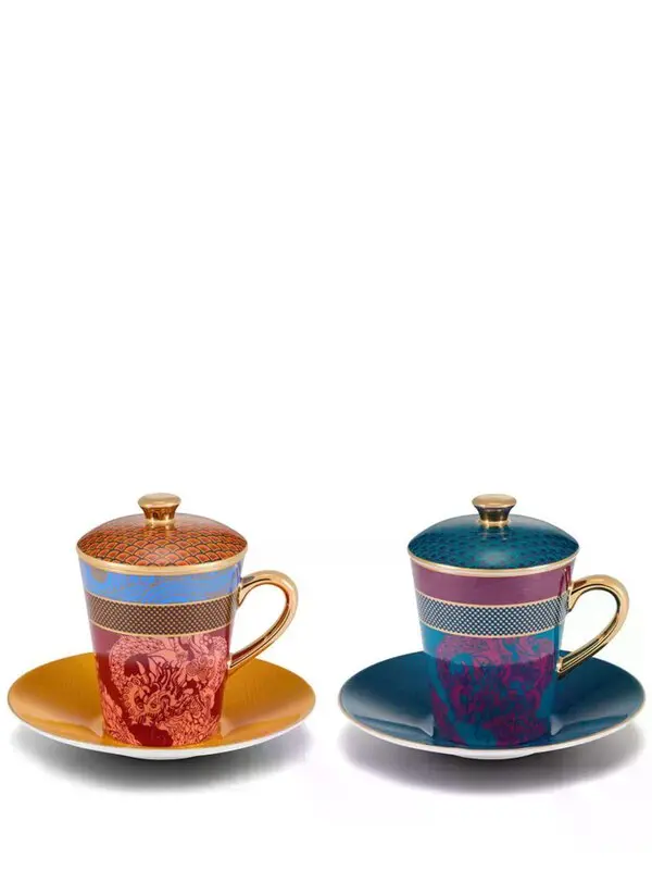 Shanghai Tang Vivid Dragon Two-piece Espresso Cup And Saucer Set - Red