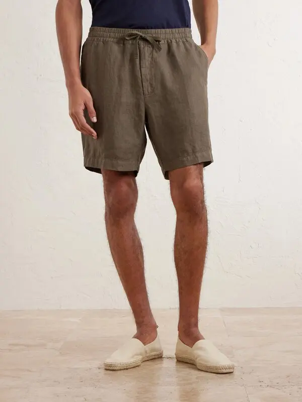 Altea Samuel Straight-leg Linen Shorts - Green