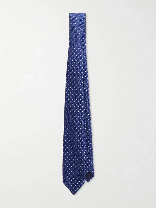 TOM FORD 8cm Embroidered Polka-dot Silk-jacquard Tie - Blue