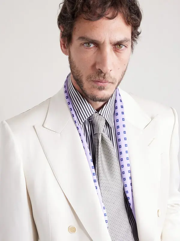 TOM FORD 8cm Silk-jacquard Neck Tie - White