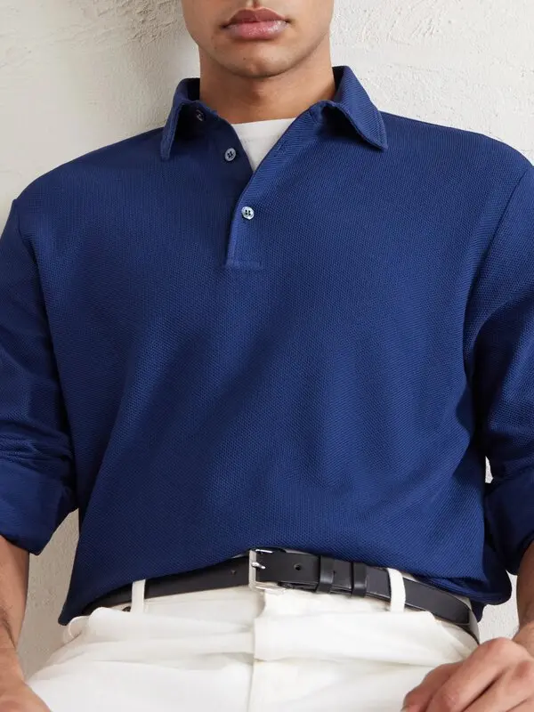 Loro Piana Cotton-piqué Polo Shirt - Blue
