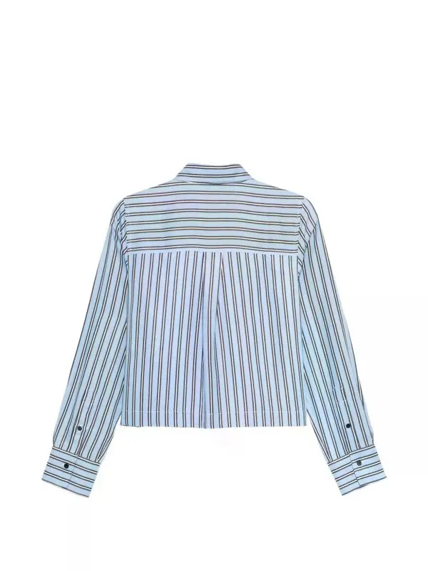 Closed Striped Cropped Shirt - Blue