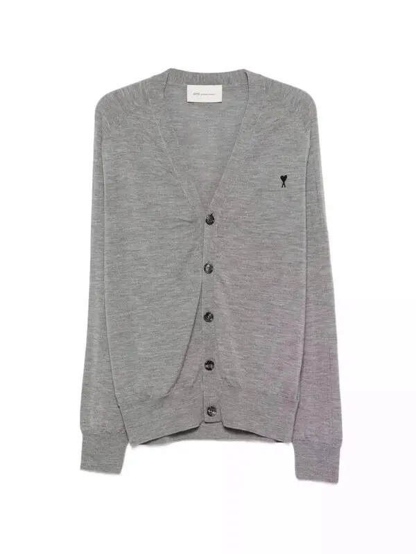 Ami V-neck Button Cardigan - Grey
