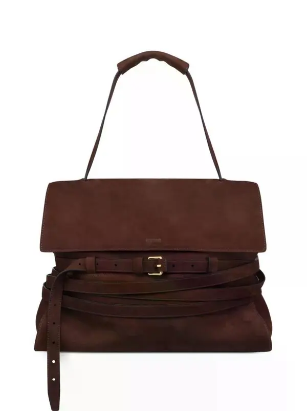 Moschino Tie Detailed Leather Hand Bag - Brown