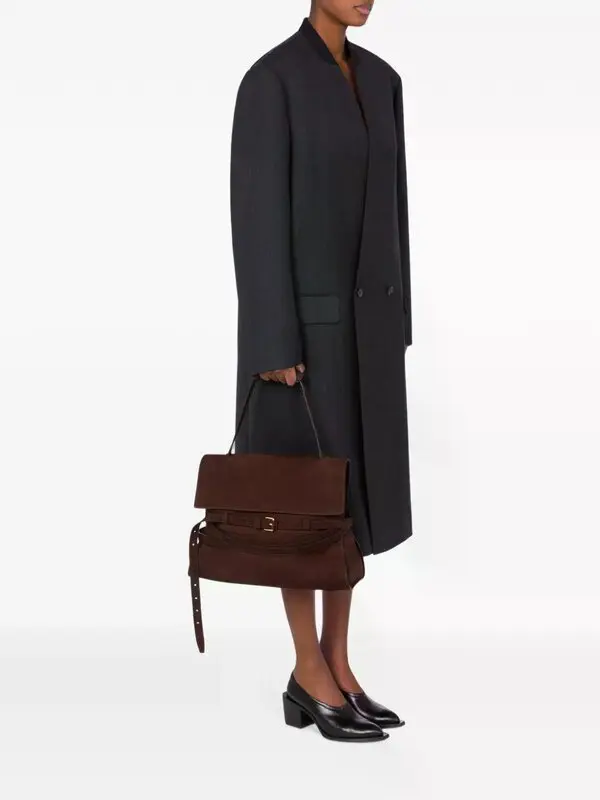 Moschino Tie Detailed Leather Hand Bag - Brown