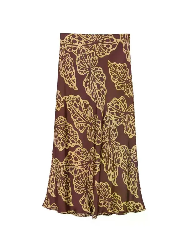 OTTOD'AME Leaf-print Midi Skirt
