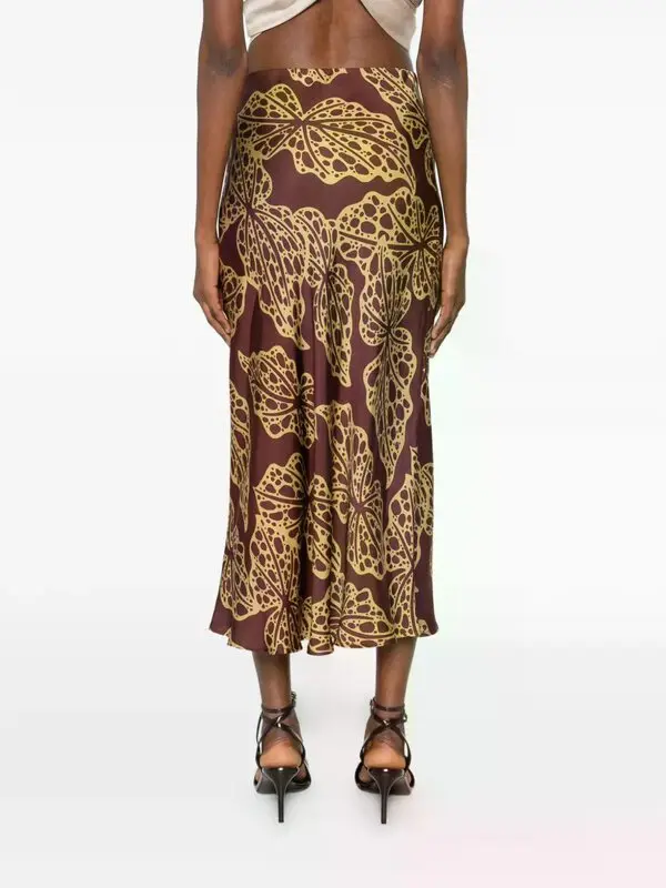 OTTOD'AME Leaf-print Midi Skirt