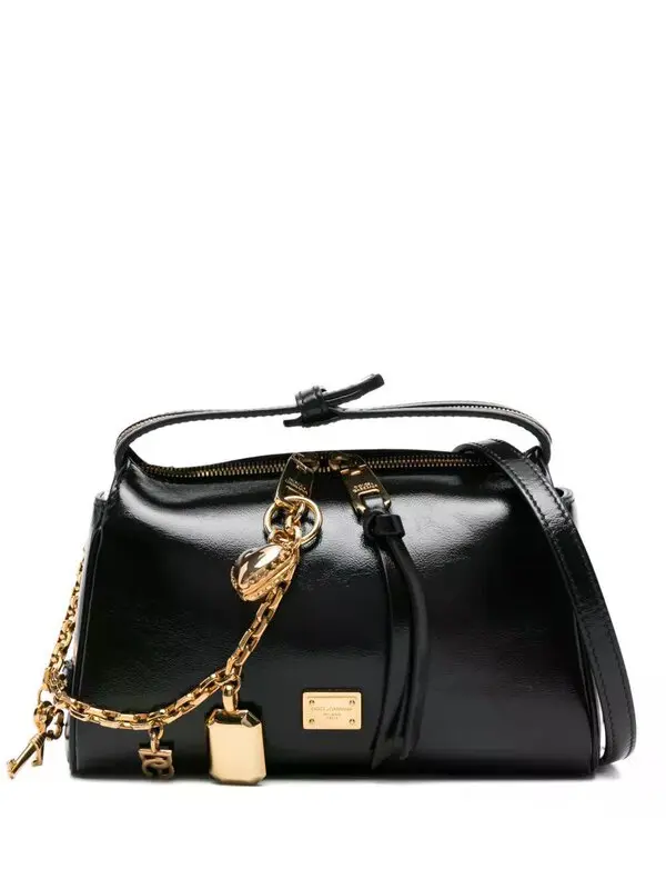 Dolce & Gabbana Chain Charm Leather Tote - Black