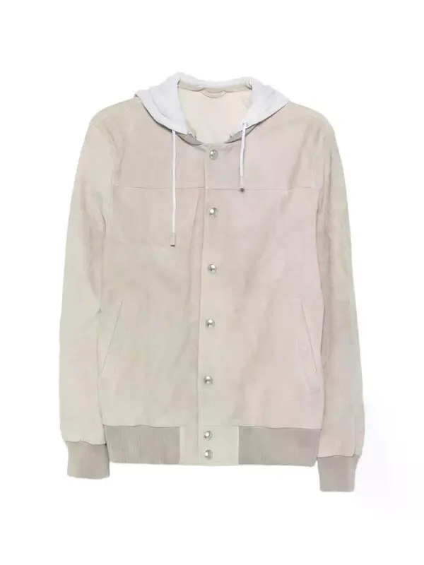 Eleventy Hooded Suede Jacket - Neutrals