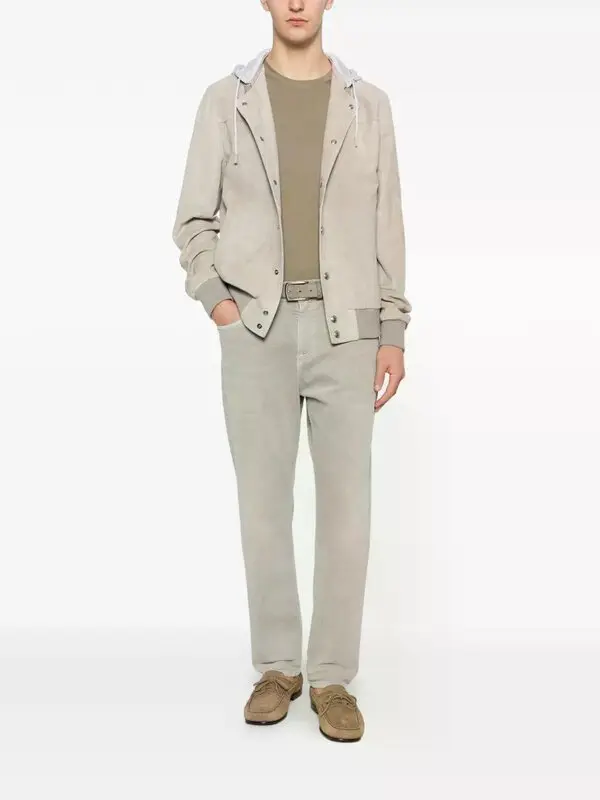 Eleventy Hooded Suede Jacket - Neutrals