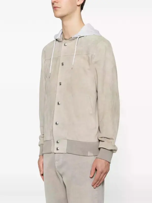 Eleventy Hooded Suede Jacket - Neutrals