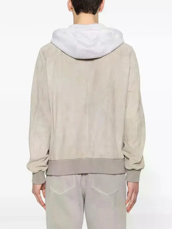 Eleventy Hooded Suede Jacket - Neutrals