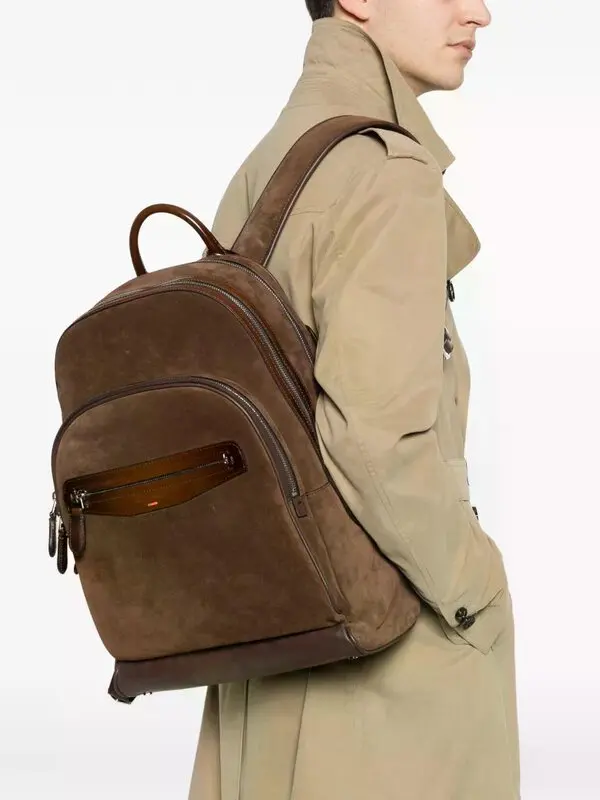 Santoni Zipped Suede Backpack