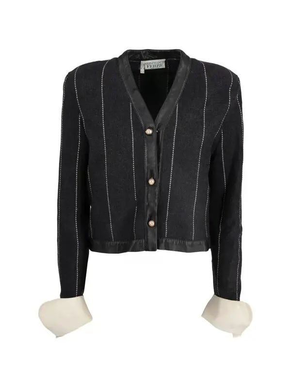 Gianfranco Ferre Leather-trimmed Cardigan