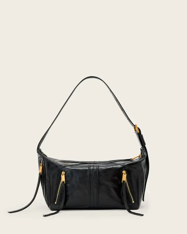 ALLSAINTS Jean Rey Leather Shoulder Bag - Black