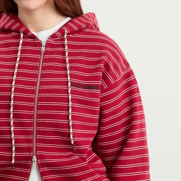 NO PROBLEMO Mini Problemo Stripe Zip Hoodie
