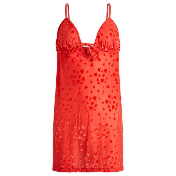 SKIMS Sheer Velvet Burnout Mini Dress - Ruby