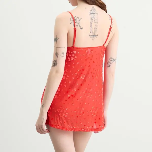 SKIMS Sheer Velvet Burnout Mini Dress - Ruby