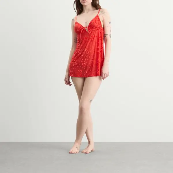 SKIMS Sheer Velvet Burnout Mini Dress - Ruby