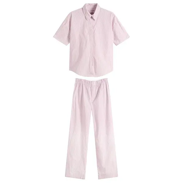 Calvin Klein Cotton Poplin Pyjama Set - Sera Stripe Cradle Pink